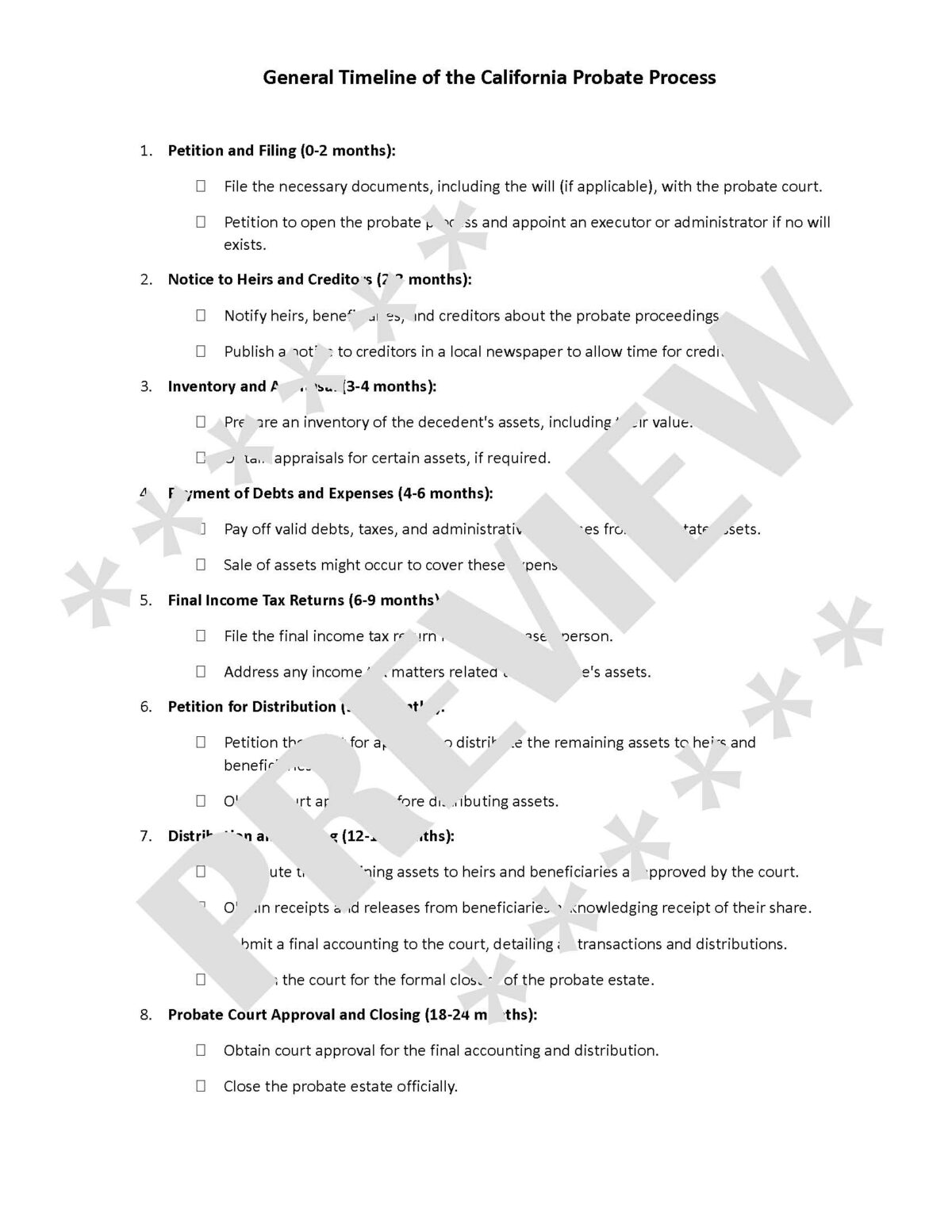 California Probate Timeline – LawDocShop